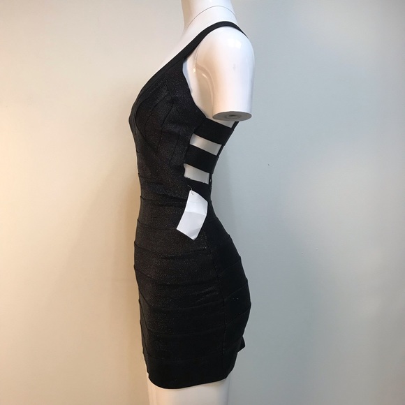 WOW couture | Dresses | Wowcouture Black Glitter Bandage Dress With ...